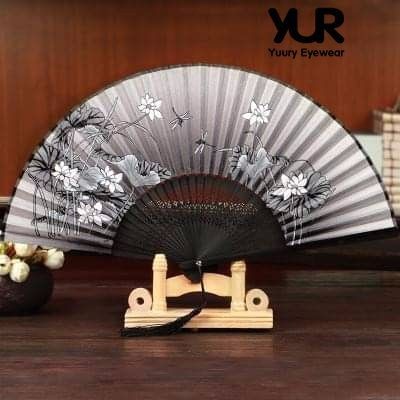 Compact, hand-held folding lotus gray maple neck fan, lovely gift, Ao ...
