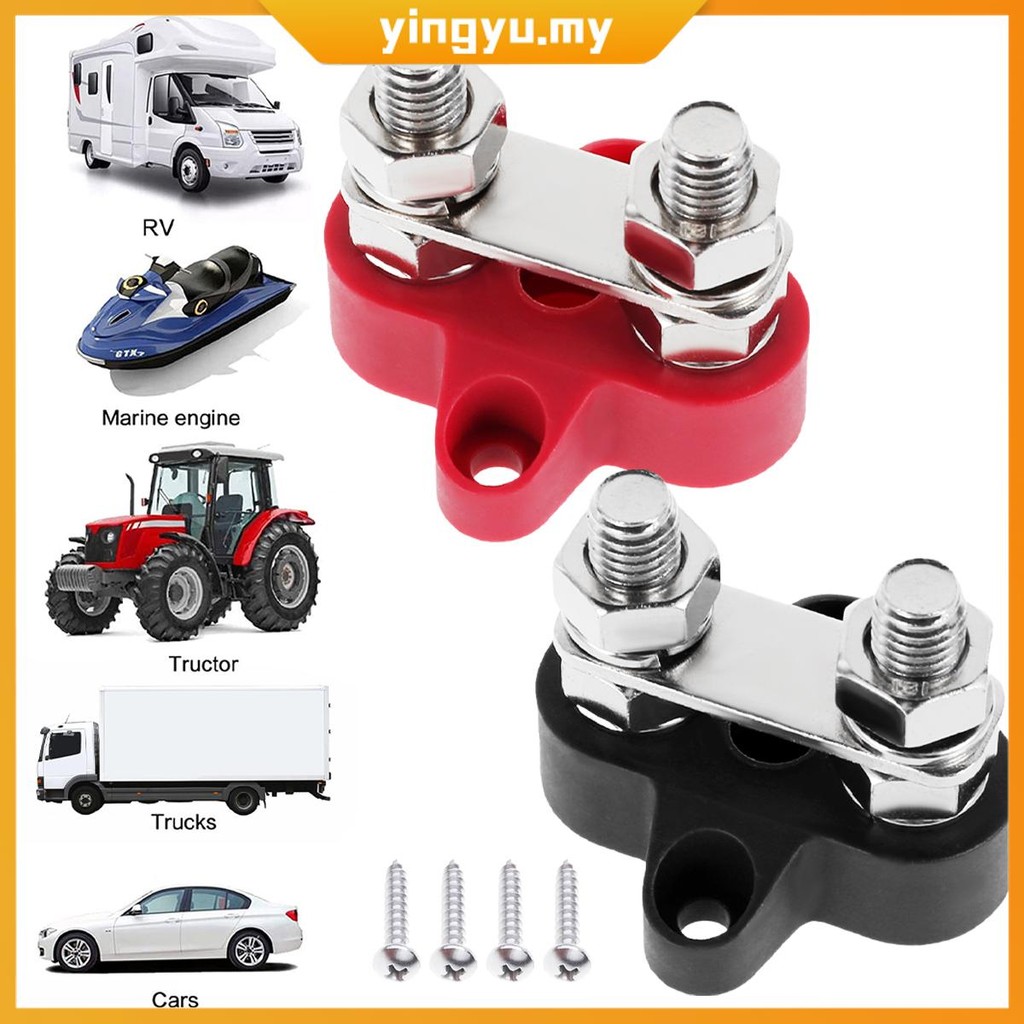 2Pcs Bus Bar Terminal Block 5/16inch M8 DC 48V Power Junction Block Power Distribution Block ...