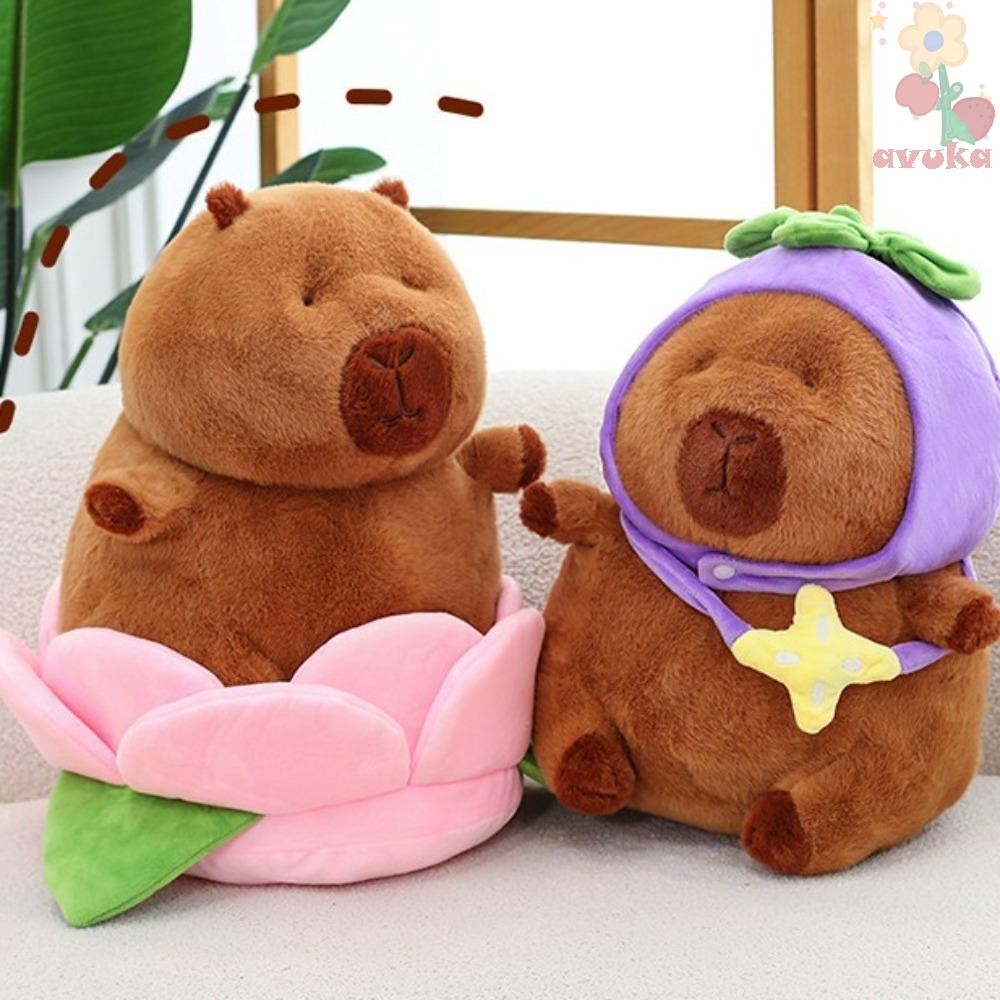 AVUKA Capybara Plush, Dress Up Simulation Capybara Plush Toy, Cute Soft Fluffy Cartoon Capibara ...