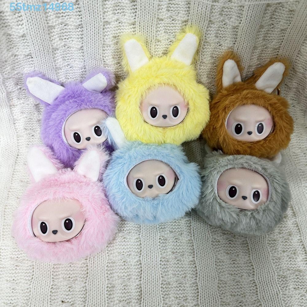 TMZ1 Labubu Enamel Face Keyring, Soft Fluffy Labubu Doll Plush Keychain ...