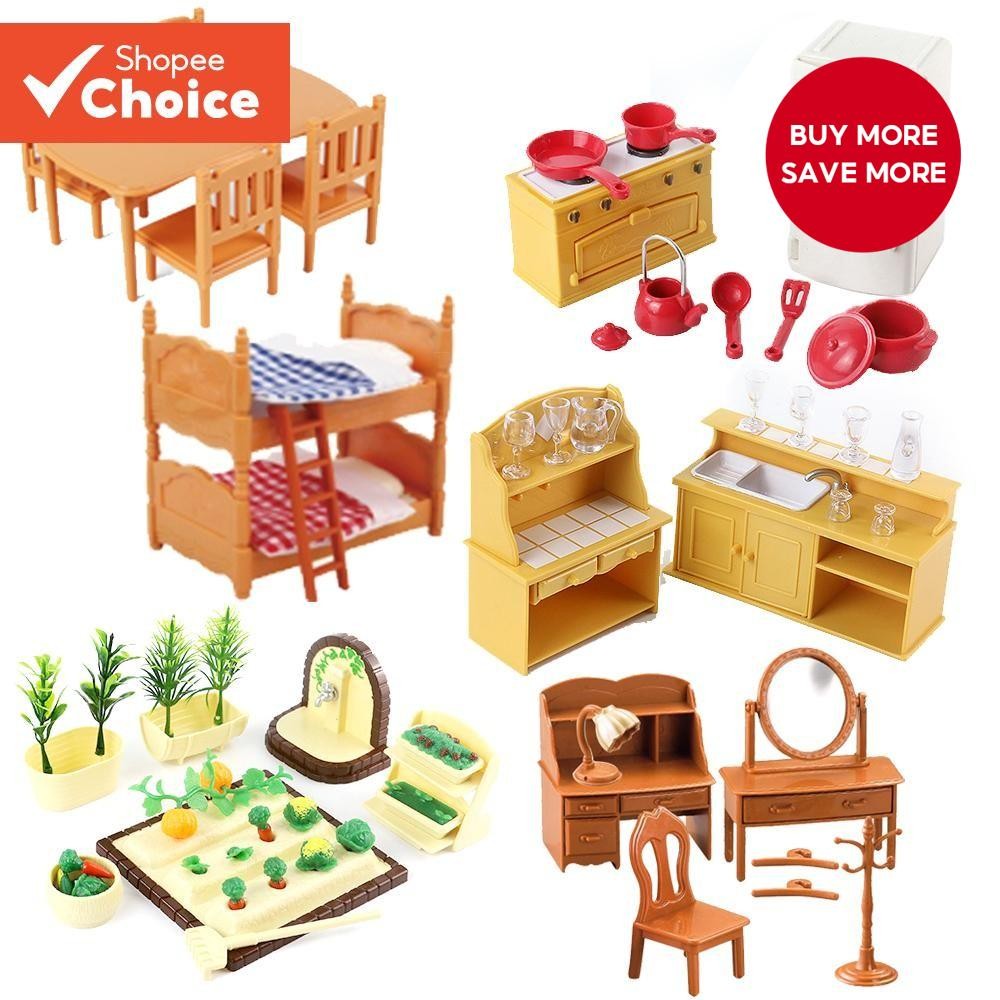 Rumah Boneka Keluarga Hewan Hutan 1/12 - Aksesori Miniatur untuk Anak ...