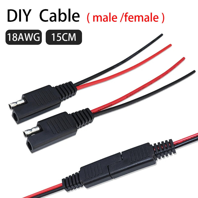 Car Battery Solar Cables Male Female Plug Wire Connector Cable SAE 12V ...