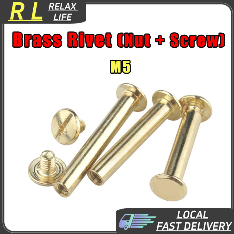 【RL】M5 Rivet Copper Photo Album Screw To Brass Lock Nut Butt Joint ...