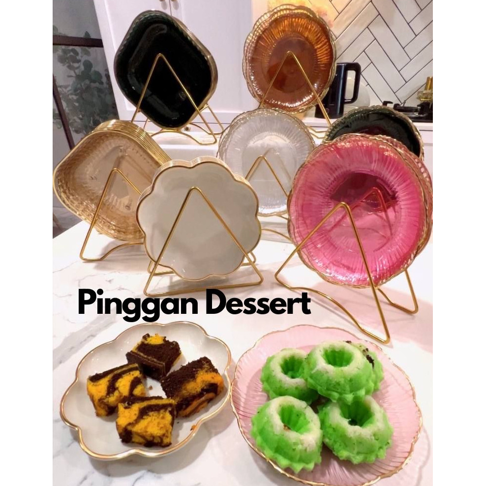 Piring Dessert Mini Serving Snack Plate Set With Holder Fruit Pastry ...