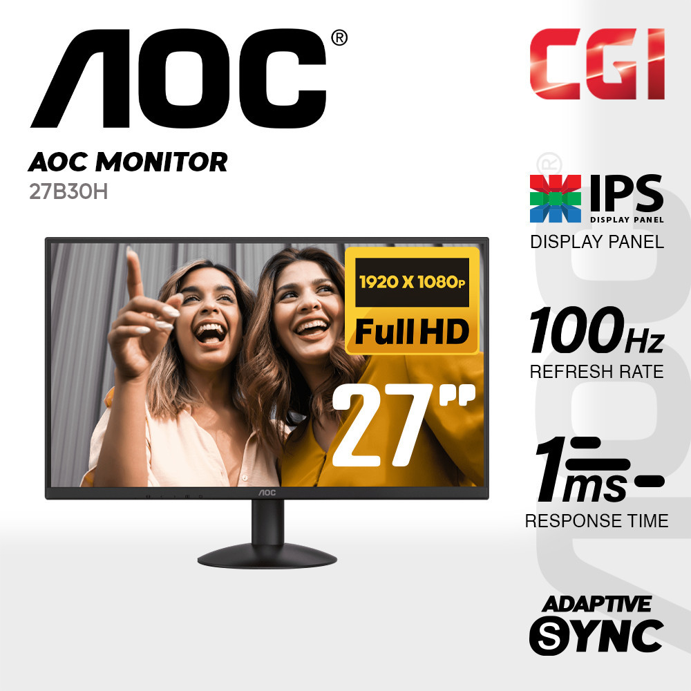 AOC 27" 27B30H IPS FHD Adaptive Sync 100Hz 1ms Frameless Gaming Monitor ...