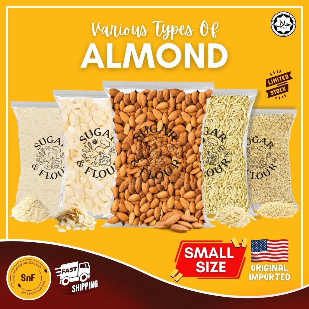 100g Almond Strips Whole Almond Flakes Almond Nibs Raw Badam Cincang ...