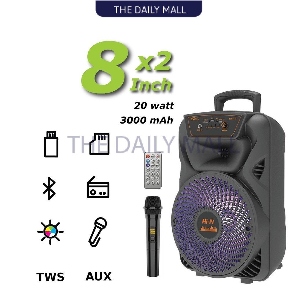 Sing-E ZQS-8173w 8 inch 20W Super Bass Audio Multifunctional Portable ...
