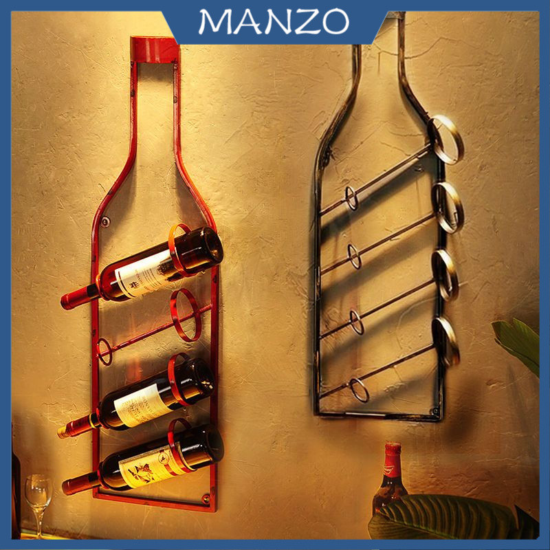 American Industrial Style Iron Hanging Wine Rack Bar Home Living Room ...