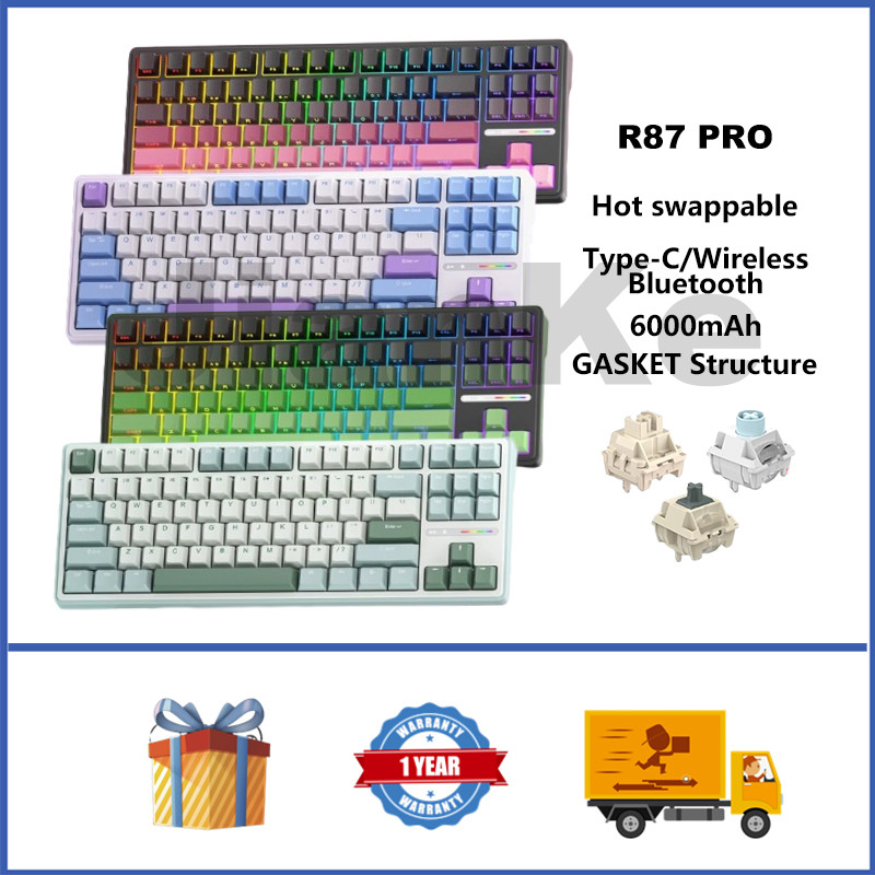 RK R87 PRO Wireless Mechanical Keyboard 75% Hot swappable GASKET Custom ...