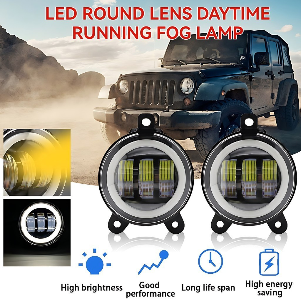 2 Pcs 4 Inch LED Fog Lights 60W Amber Yellow CREE Led Chips Offroad ...