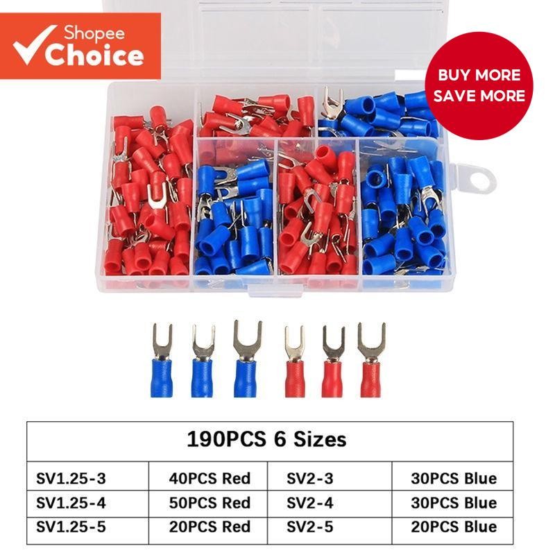 190Pcs Crimp Terminal Spade Fork Connector Wire Connector Insulated ...