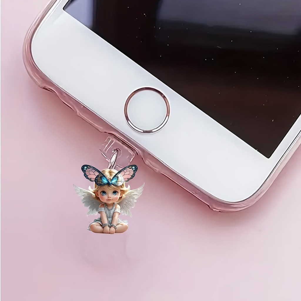 2D Flat Acrylic Butterfly Angel Anti-Dust Plugs,Charging Port Protector ...