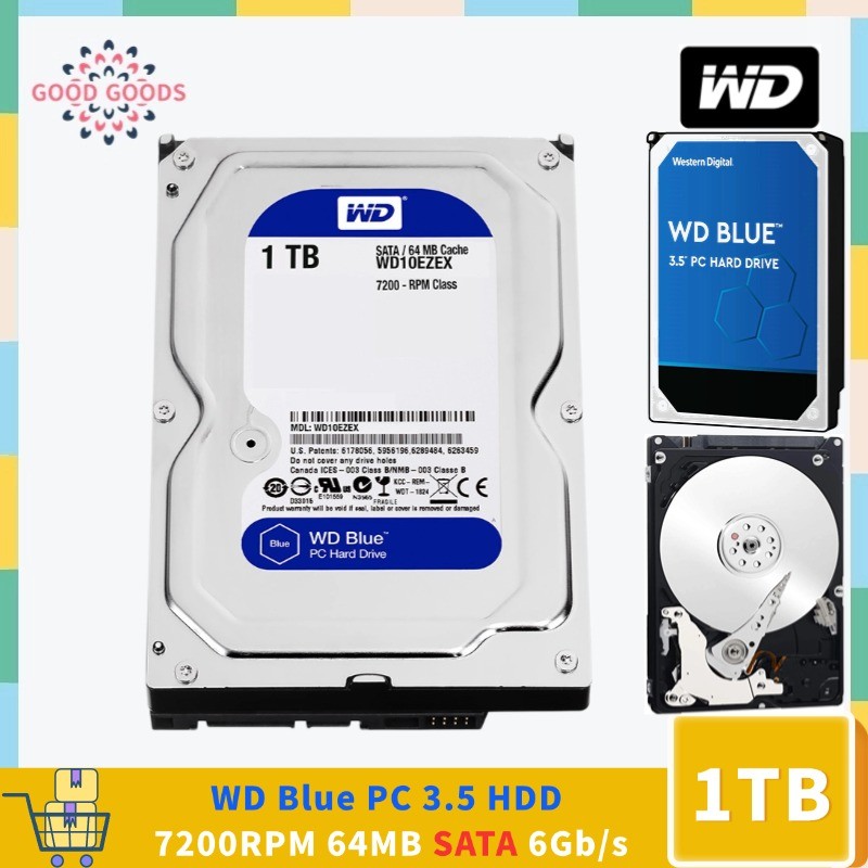 FOR WD Blue PC 3.5 1TB HDD WD10EZEX 7200 RPM 64MB Cache SATA 6.0Gb/s ...