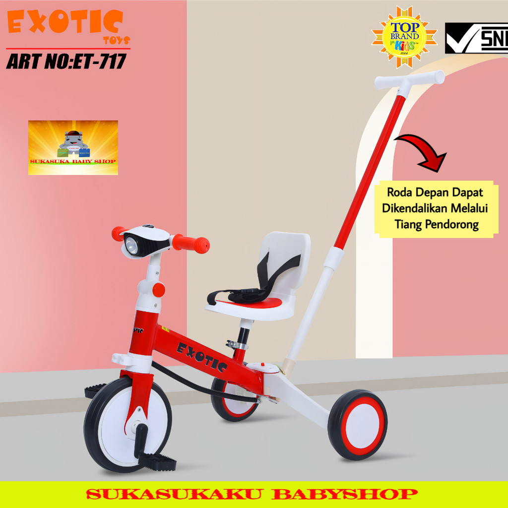 Exotic ET 717 Tricycle With Backrest Seat Belt Balence Bike 4 IN 1 Tricycle Push | Shopee Malaysia