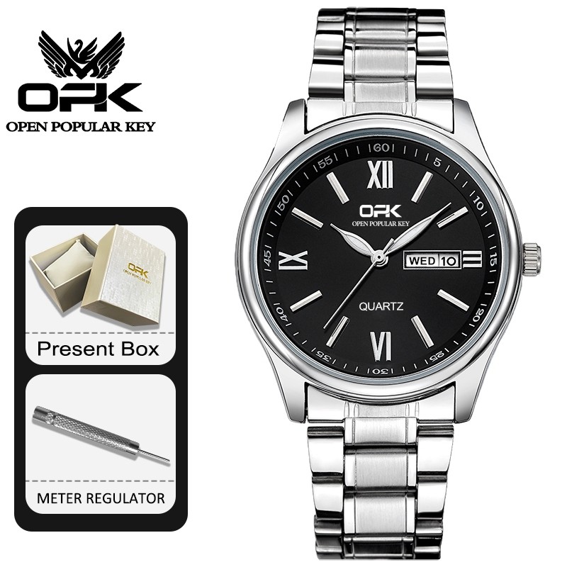 OPK Watch For Men Waterproof Original Stainless Steel Quartz Luminous ...