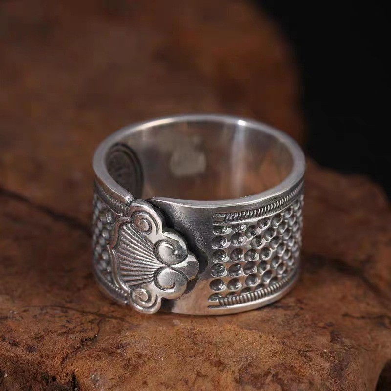 Thai Silver Open Retro Auspicious Cloud Ring Men Trendy Ring Men Single Ring Auspicious Ruyi ...