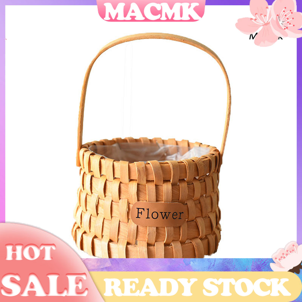 [macmkm1.]Portable Rattan Hand Woven Flower Container Holder Camping ...