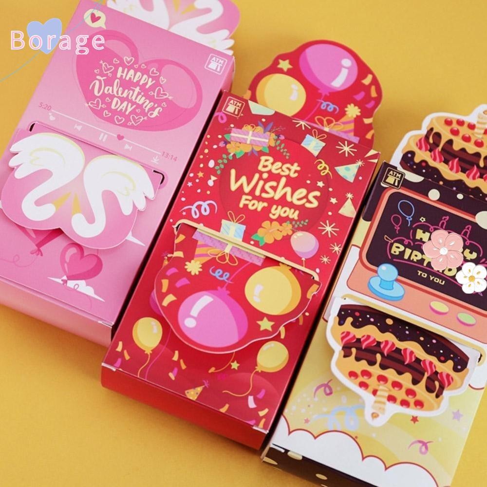 BORRAONE Creative Bounce Box, Anniversary ATM Pull-out Red Lucky Money ...