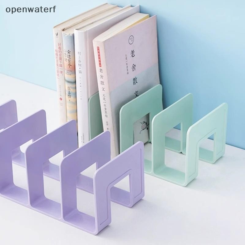 [ope] 4 Grid Bookends Stand Bookshelf Desktop Decor Storage Rack ...