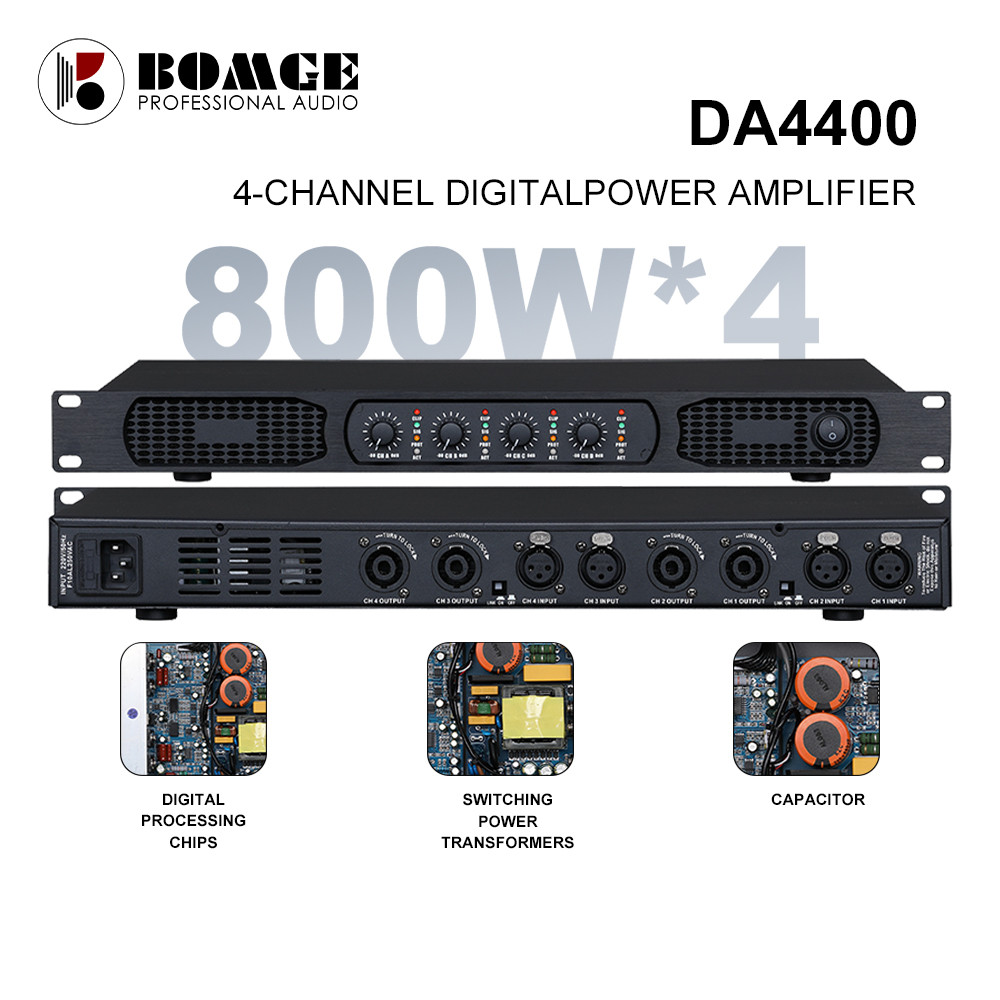 BOMGE DA4400 Professional 800W*4 Power Amplifier, Digital Professional 800W*4 Power Amplifier 4 ...
