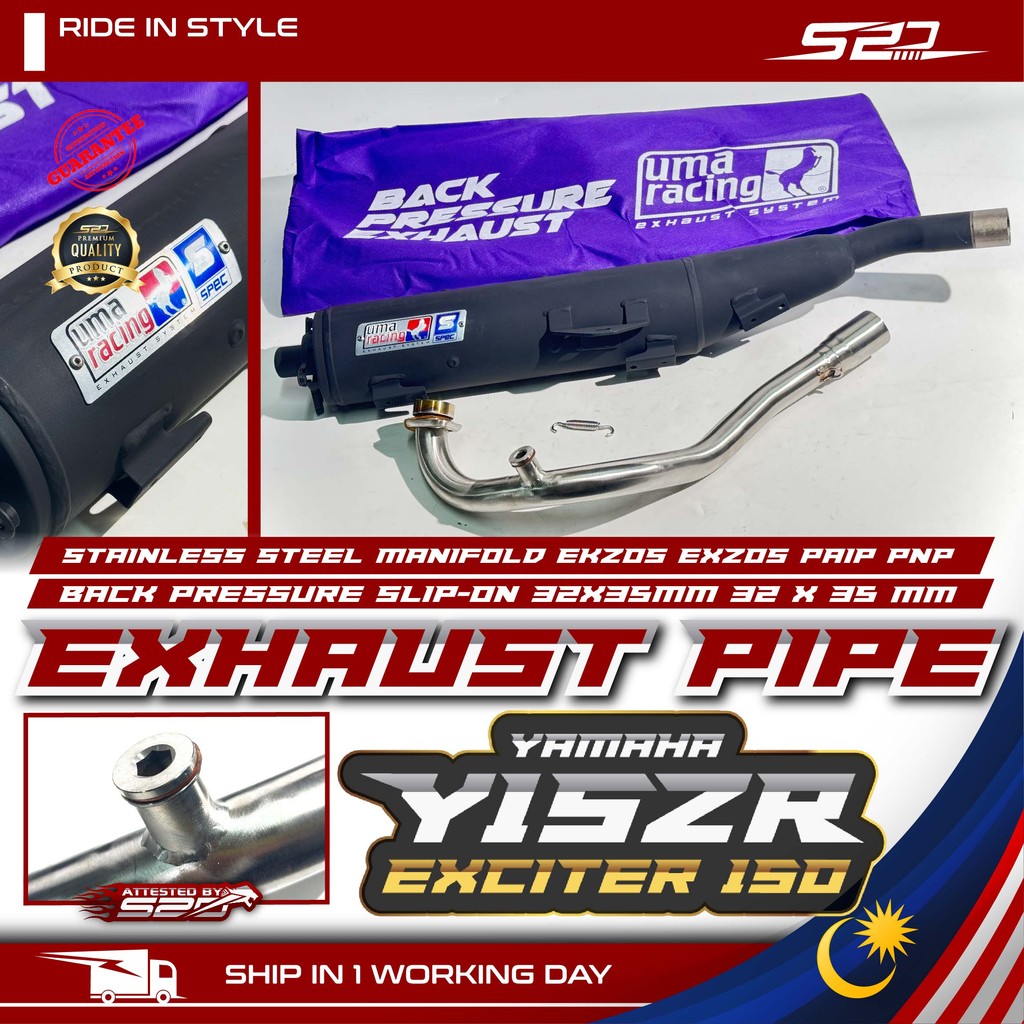 Racing Exhaust Pipe UMA Y15 Y15ZR PNP Back Pressure 32X35MM 32 X 35 MM ...