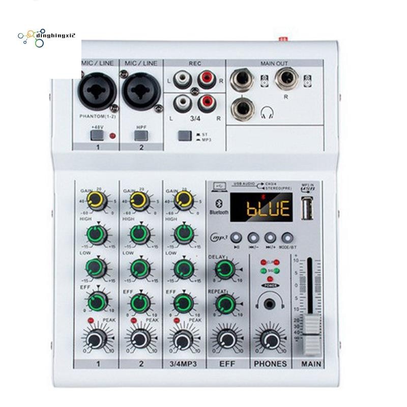 Professional Digital DJ Mixer Console 4 Channel Audio Mixer with USB ...