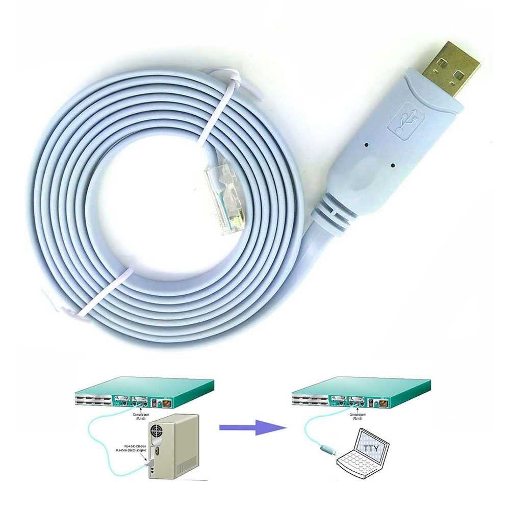 Prolific USB Cable RS232 to RJ45 1.8M for Cisco Huawei Server Router ...