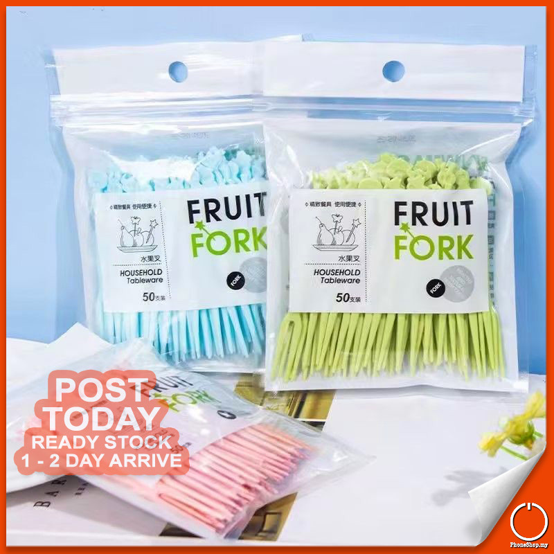 50pcs per pack Disposable Dessert Plastic Fruit Fork Snack Stick Garfu ...