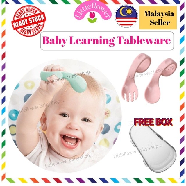 Baby Learning Spoon & Fork Set - 360° Bendable, Food Grade Silicone ...