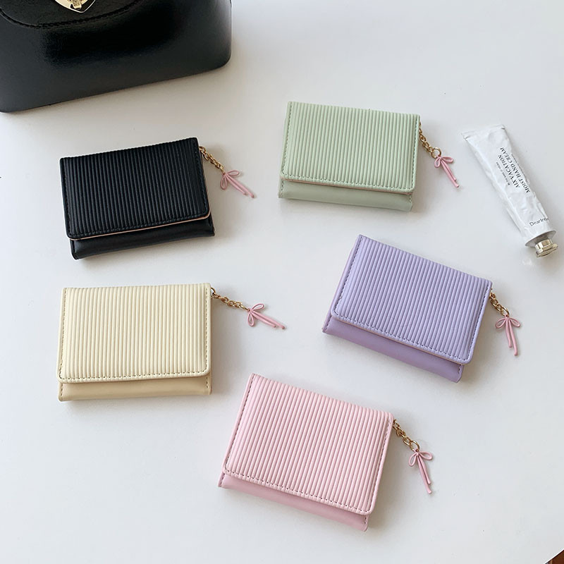 PU Leather Fashion Bow Pendant Sweet Women Wallet Cute Foldable ...