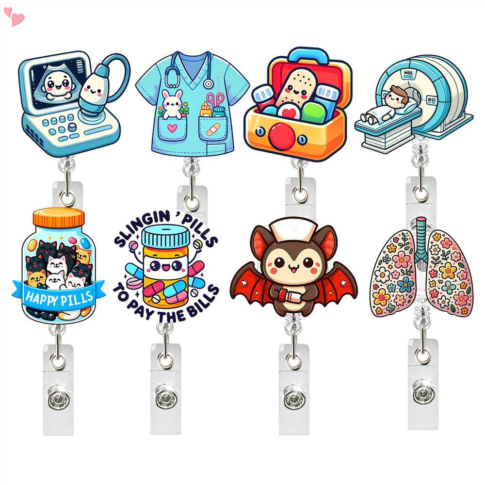 Nurse Badge Holder Reels Retractable Nurse Name Tag Clip Medicine Box ...
