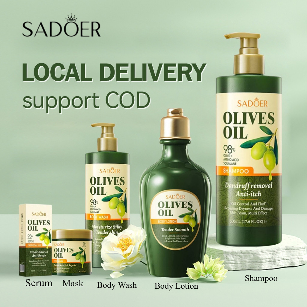 Sadoer Olive Oil 5in1 Set Shampoo, Hair Mask, Body Lotion, Body Wash & Hair Serum Nourishing and ...