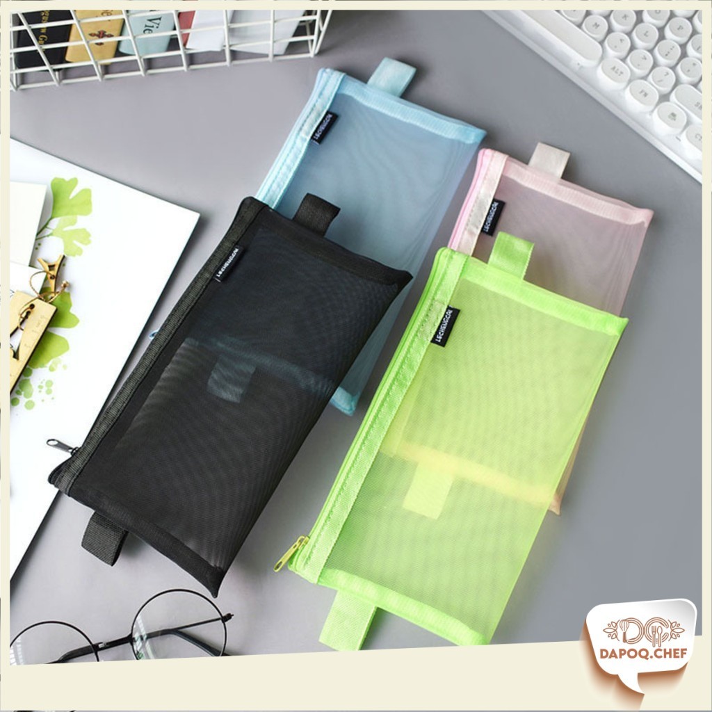 DC Pencil Case Transparent Net Kotak Pensil Clear Pen Organizer Mesh ...