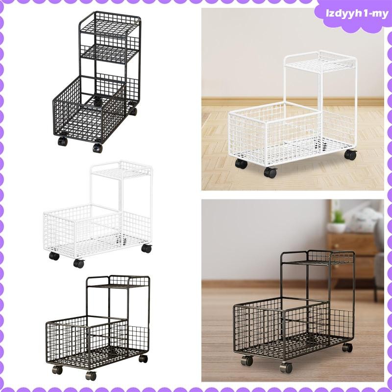 [JoyDIY] Under Desk Utility Cart with Caster Wheels Bookshelf Metal ...
