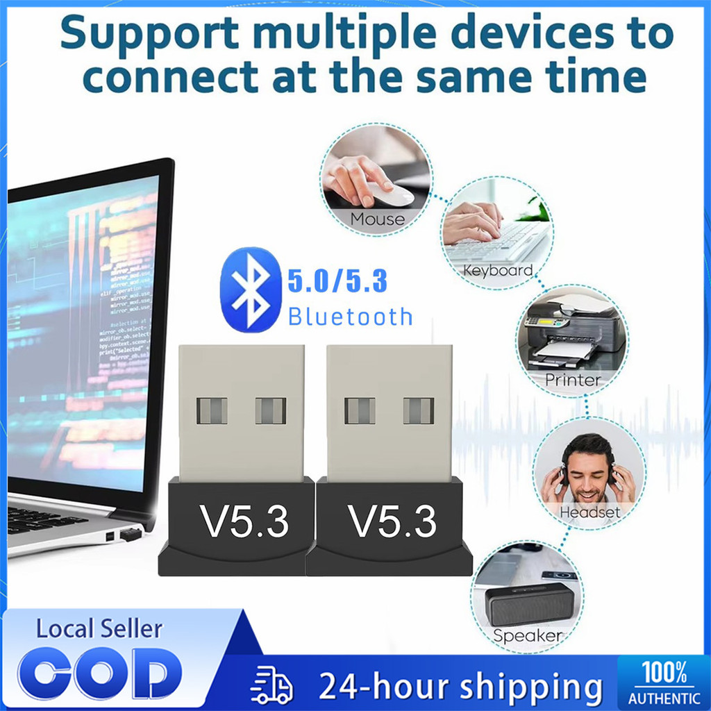 USB Bluetooth Adapter 5.0/5.3 Wireless Transmitter Receiver for PC ...