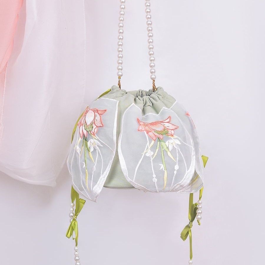 Original Qinglian Hanfu Bag Embroidered Bucket Bag Portable Flag Bag ...
