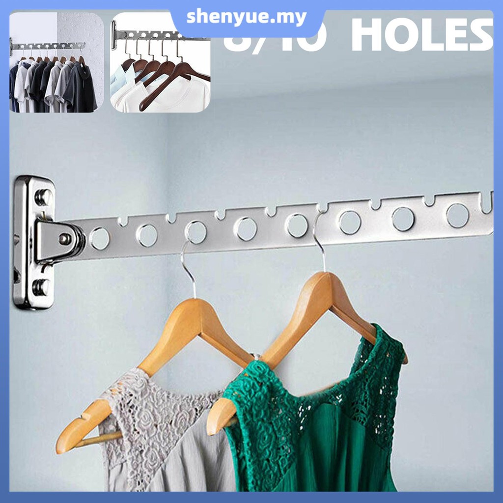 Stainless Steel Clothes Rack Hook with 8/10 Holes Foldable Clothes ...