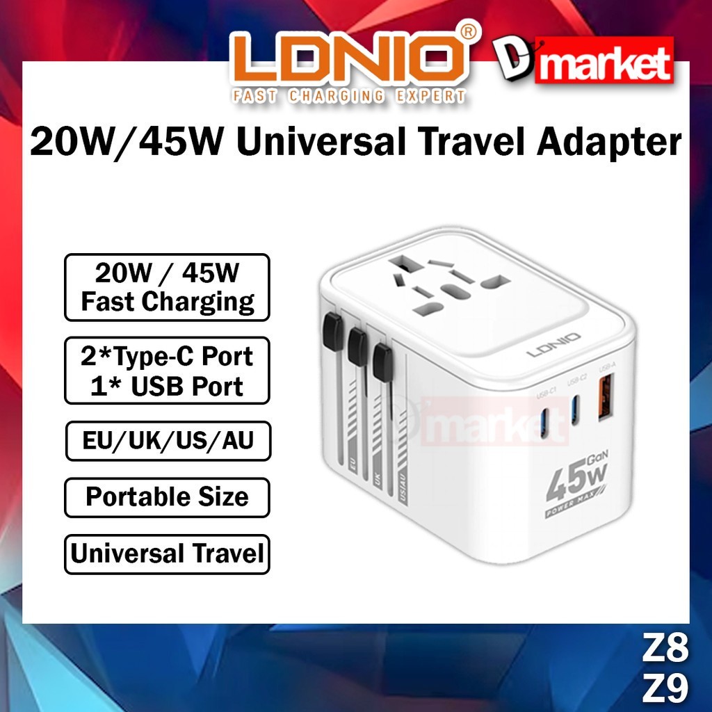 LDNIO Z8 45W Universal Adapter Charger Universal Travel Plug LDNIO ...