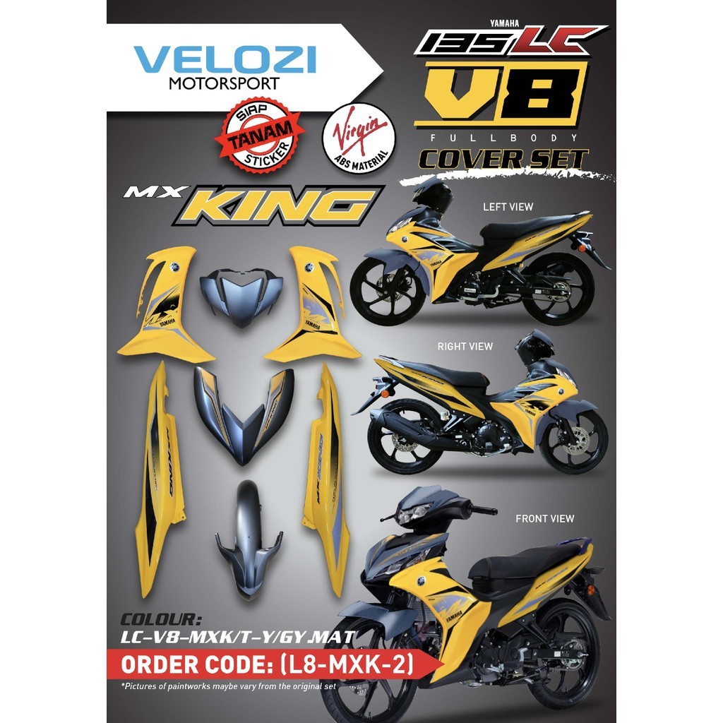 LCV8 Cover Set Original VELOZI Sticker Tanam PNP For YAMAHA LC135 V8 ...