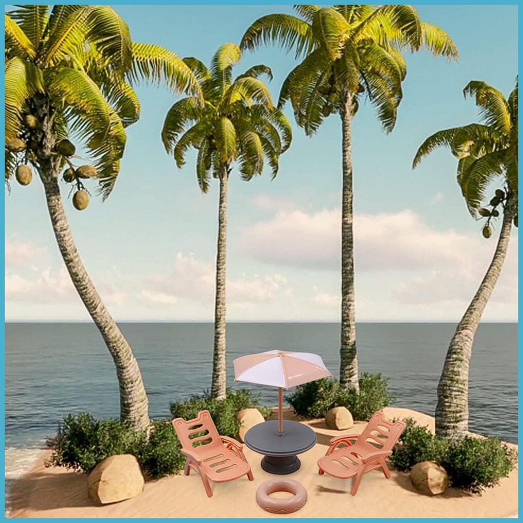 Miniature Beach Figurines Miniature Decorations Creative Beach Umbrella ...