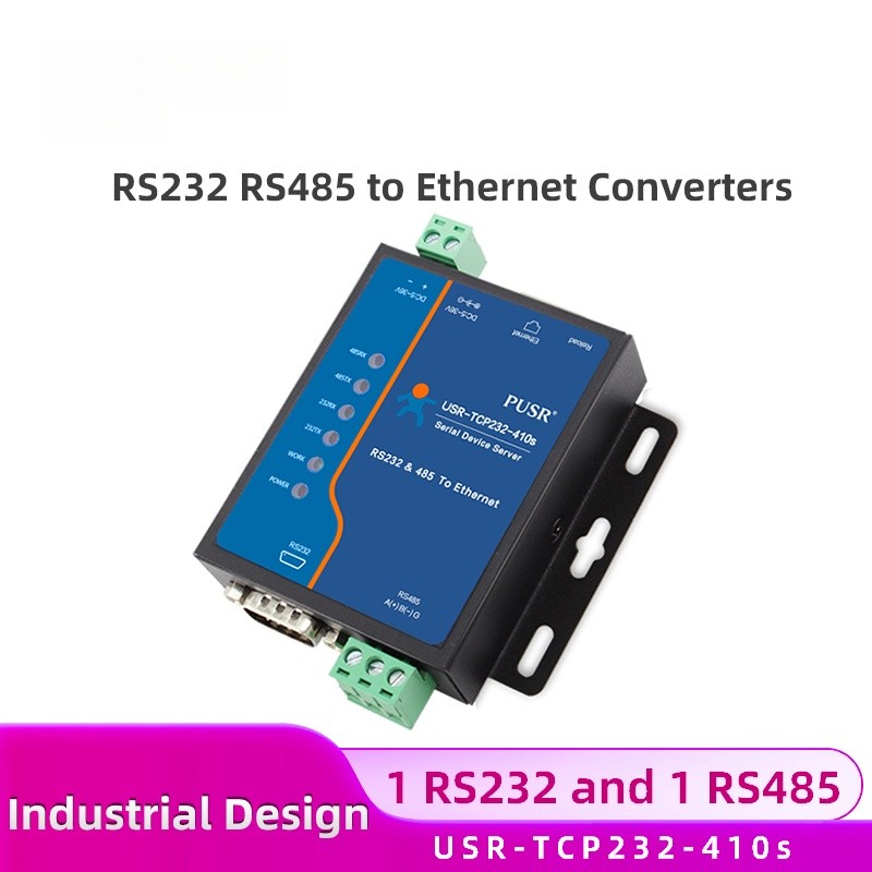 PUSR RS232 RS485 Serial to Ethernet Converter Serial Device Server Support TCP/IP Modbus RTU to ...