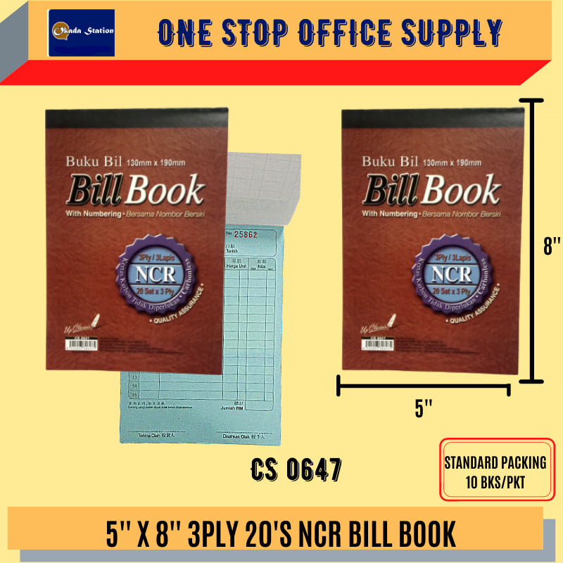 5" X 8" 3 PLY 20'S NCR BILL BOOK / BILL BOOK / BUKU BIL | Shopee Malaysia