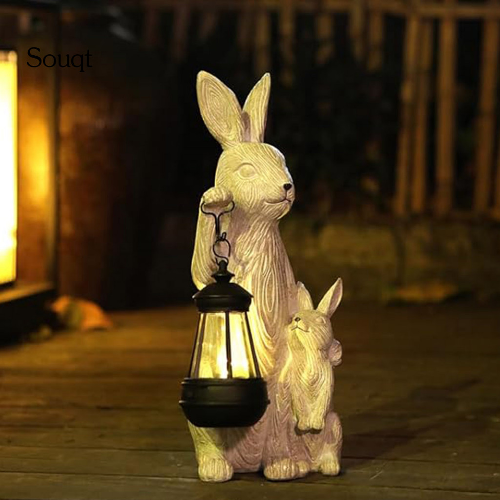 Outdoor Solar Light Figurine Outdoor Solar Rabbit Statue with Led ...