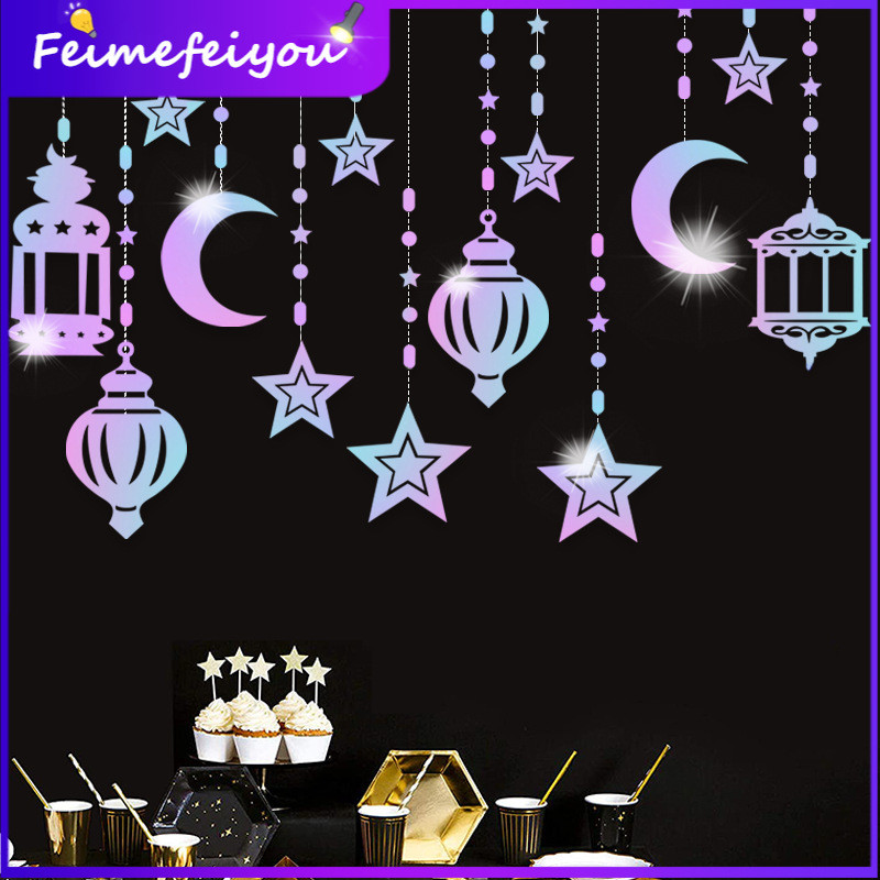 [6Pcs=1set] 2025 Hari Raya Iridescent Garland Holographic Decorations ...