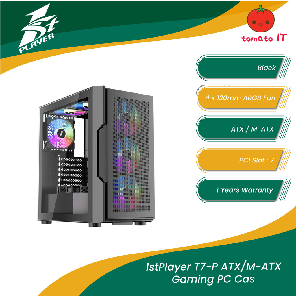 1STPLAYER T7-P Tempered Glass Mid-Tower ATX Chassis | Shopee Malaysia