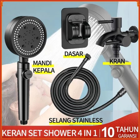 HITAM !! ️4 In 1 Premium Black Bath Shower Head Premium Shower Head ...