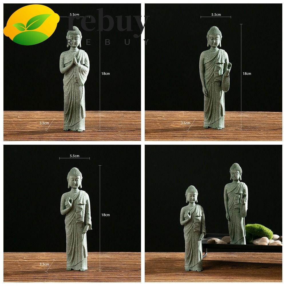 REBUY Sandstone Buddha, Green Sandstone Oriental Culture Buddhist ...