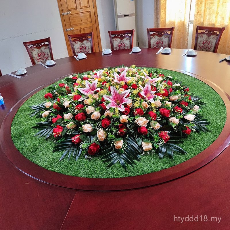 Meja Makan Baharu Gubahan Bunga Hotel Meja Bulat Besar Meja Putar Bunga Buatan Bunga Sutera ...
