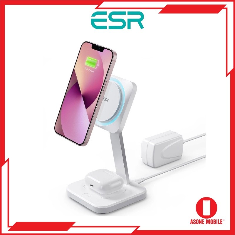 ESR HaloLock 2-in-1 Wireless Charger with CryoBoost, Compatible with ...