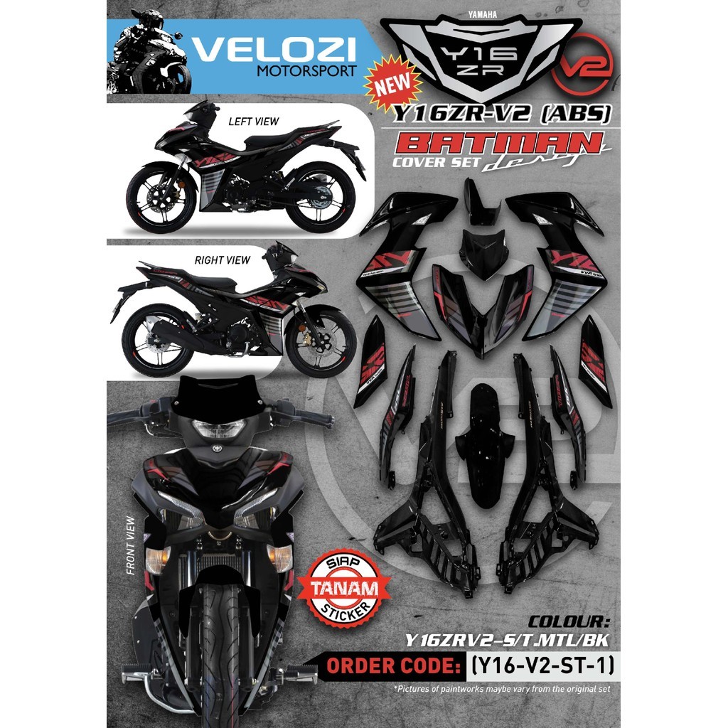 Y16 V2 Cover Set Batman Hitam Original VELOZI Sticker Tanam PNP For ...
